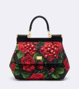Dolce & Gabbana Sicily Small Embellished Floral Top-handle Bag