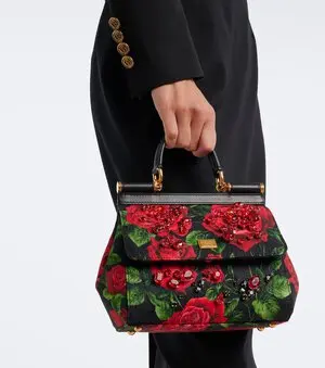 Dolce & Gabbana Sicily Small Embellished Floral Top-handle Bag