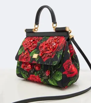 Dolce & Gabbana Sicily Small Embellished Floral Top-handle Bag