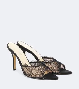 Mach & Mach Devon Lace Mules - Black