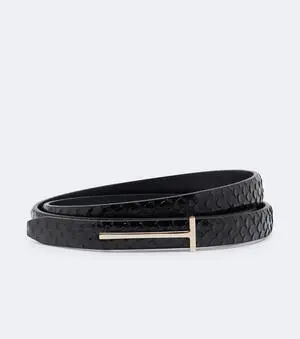TOM FORD T Icon Croc-effect Leather Belt