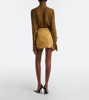 Saint Laurent Floral Lace Miniskirt