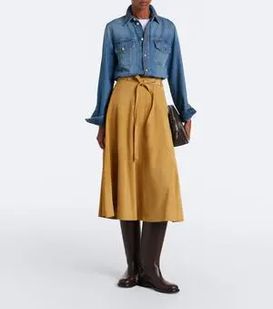 Polo Ralph Lauren Belted Suede Midi Skirt