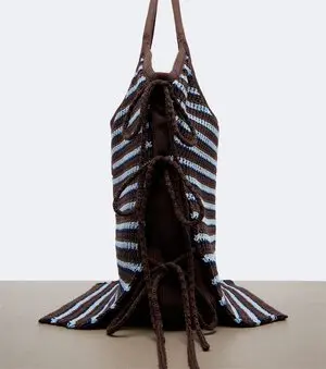 Miu Miu Ivy Crochet Striped Tote Bag