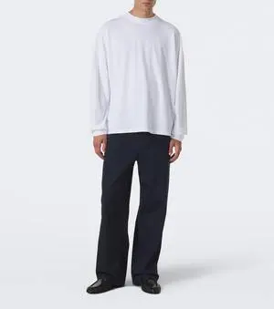 THE ROW Pascale Cotton-blend Poplin Straight-leg Pants