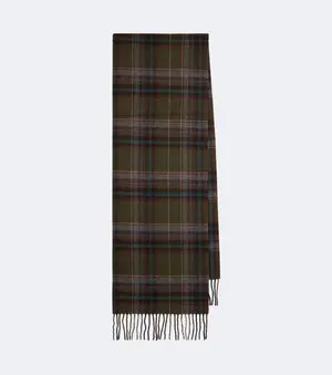 Polo Ralph Lauren Checked Fringed Wool Scarf - Green