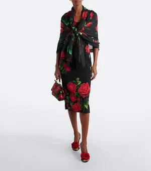 Dolce & Gabbana Floral-appliqué Slingback Sandals - Black