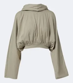 Rick Owens Cropped Cotton Jersey Hoodie