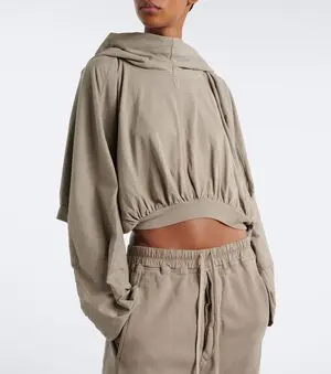 Rick Owens Cropped Cotton Jersey Hoodie
