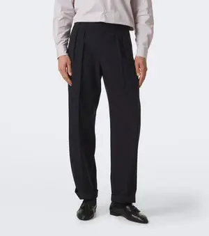 THE ROW Tavel Pleated Wool And Cashmere Straight Pants