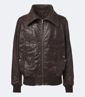Rick Owens Dracuflight Leather Blouson Jacket - Brown