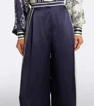 ALEMAIS Bandera Printed Silk Wide-leg Pants