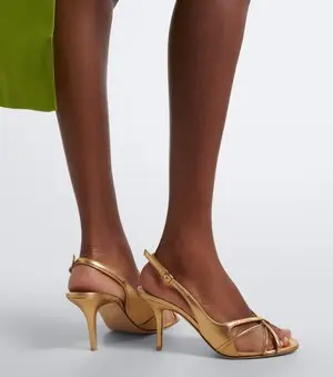 MALONE SOULIERS Petra Leather And Mesh Slingback Sandals