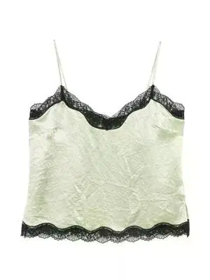 TWINSET Lace Trim Sweetheart Neck Blouse - Green
