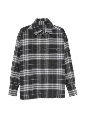 ICON DENIM LOS ANGELES Check-pattern Raw-cut Shirt - Grey