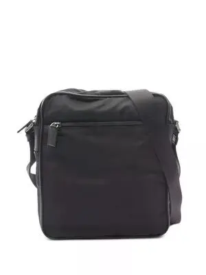 Prada Enamel Triangle Logo Shoulder Bag - Black