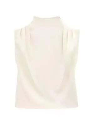 Ba&sh Hoda Pleated High-neck Sleeveless Blouse - Neutrals