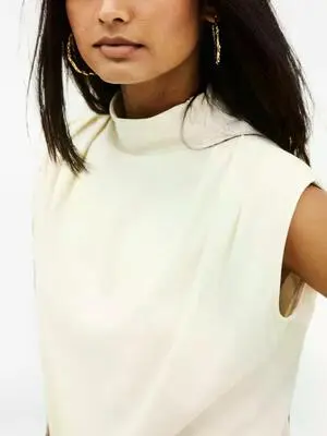 Ba&sh Hoda Pleated High-neck Sleeveless Blouse