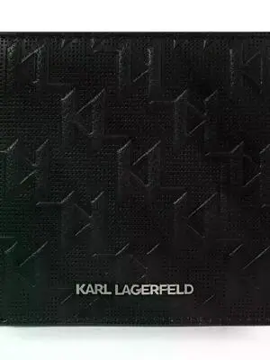 Karl Lagerfeld Monogram Perforated Wallet - Black