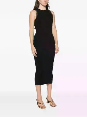 TWINSET Ribbed Midi Dress With Lace Trim
