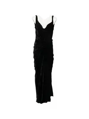 Rick Owens Draped Velvet Maxi Dress