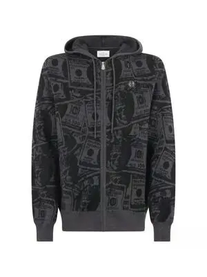 Philipp Plein Dollar Print Knitted Hoodie