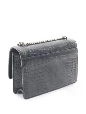Saint Laurent 2010s Sunset Croc-embossed Shoulder Bag