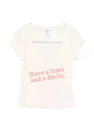 RE/DONE X Coca Cola Slogan-print V-neck T-shirt - Neutrals