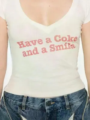 RE/DONE X Coca Cola Slogan-print V-neck T-shirt