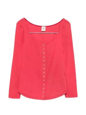 RE/DONE X Hanes Pointelle-knit Snap-button Top