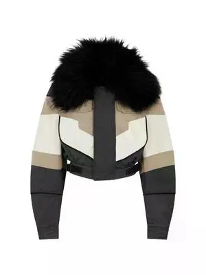 Dsquared2 Faux Fur Collar Color Block Ski Jacket - Grey