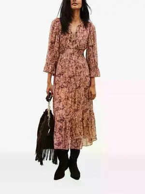 Ba&sh Aema Floral-print Tiered Flared Midi Dress
