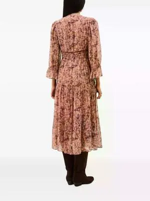 Ba&sh Aema Floral-print Tiered Flared Midi Dress