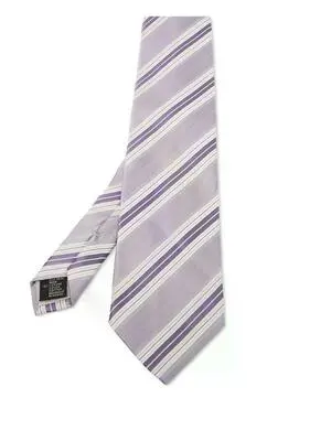 Ermenegildo Zegna Striped Silk Tie - Purple