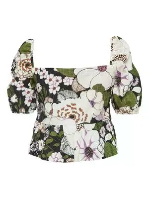 Maje Puff Sleeve Floral Blouse