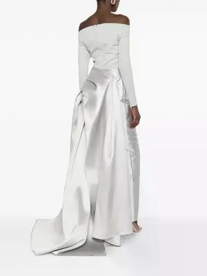 Solace London Off-shoulder Draped Gown Maxi Dress