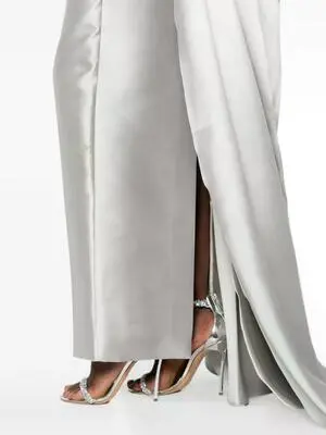 Solace London Off-shoulder Draped Gown Maxi Dress - Grey