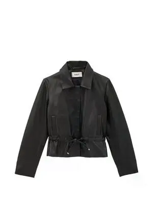 Ba&sh Leather Drawstring Waist Jacket - Black