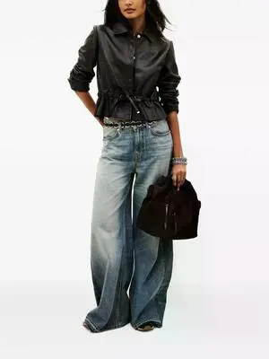 Ba&sh Leather Drawstring Waist Jacket - Black