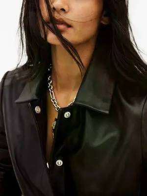 Ba&sh Leather Drawstring Waist Jacket - Black
