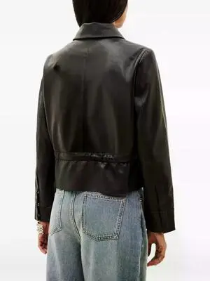 Ba&sh Leather Drawstring Waist Jacket - Black