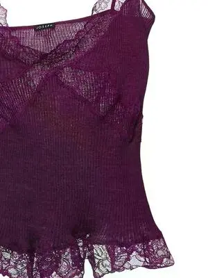 JOSEPH Ribbed Knit Lace Trim Top