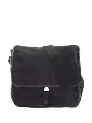 Prada 2000s Triangle-logo Shoulder Bag - Black