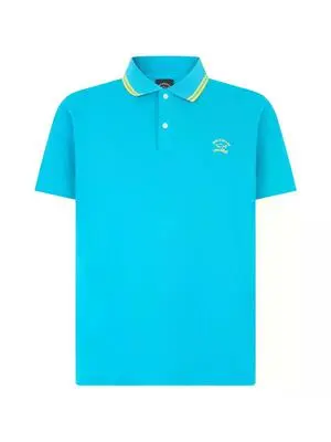 Paul & Shark Logo-embroidered Tipped Polo Shirt - Blue