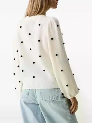 GESTUZ Pom-pom Balloon-sleeve Sweater