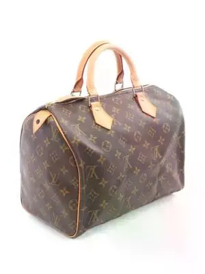 LOUIS VUITTON 2001 30 Monogram Speedy Tote Bag - Brown