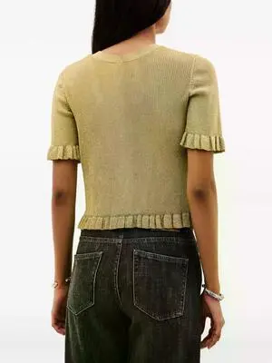 Ba&sh Ruffle-trim Ribbed Cardigan