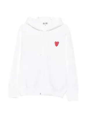 Play Comme Des Garcon Heart-patch Zip-up Hoodie - White