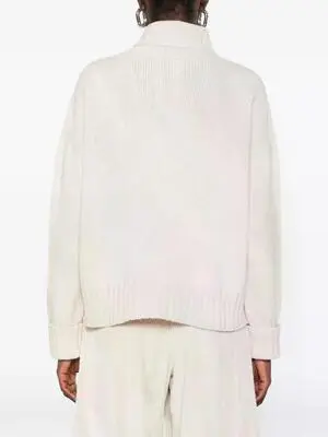 KILTIE Cream White Knitted Turtleneck Sweater