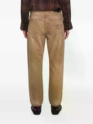 R13 Crossover Distressed Crossover-waist Jeans